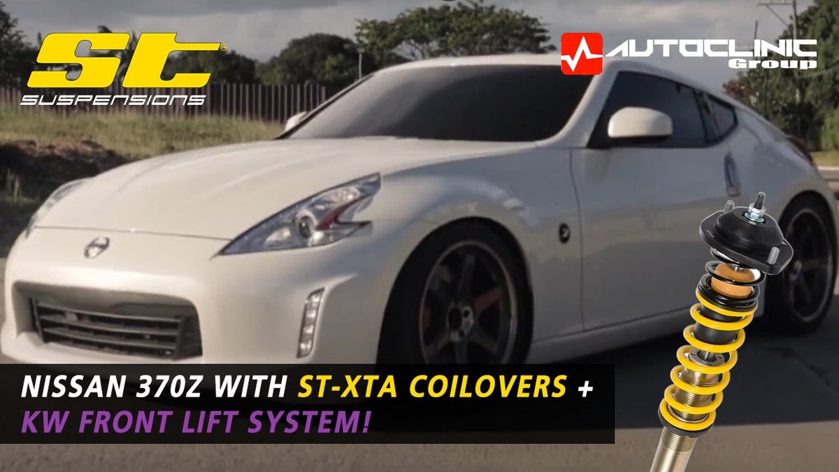 Nissan 370Z with ST XTA Coilovers + KW Hydraulic Front Lift System ...